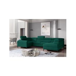 MF Design Esco Recamiere Rechts in Flaschengr&uuml;n - (L) 200 x (B) 336 x (H) 92 cm | Gr.: onesize