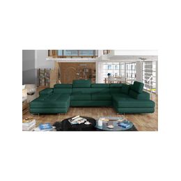 MF Design Rodri Recamiere Rechts in Smaragd - (L) 202 x (B) 345 x (H) 90 cm | Gr.: onesize
