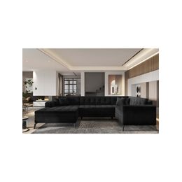 MF Design Monton Recamiere Links in Schwarz - (L) 180 x (B) 340 x (H) 93 cm | Gr.: onesize
