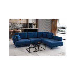 MF Design Lardo Recamiere Rechts in Navyblau - (L) 191 x (B) 276 x (H) 90 cm | Gr.: onesize