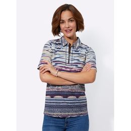 WITT WEIDEN Poloshirt in marine-ros&eacute;-bedruckt | Gr.: 40