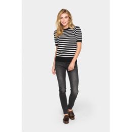 Saint Tropez Strickpullover MilaSZ Gerade Passform in Black Mila Stripe | Gr.: L