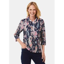 GOLDNER Kurzgr&ouml;&szlig;e: Printshirt mit Paisley-Muster in marine / gemustert | Gr.: 20
