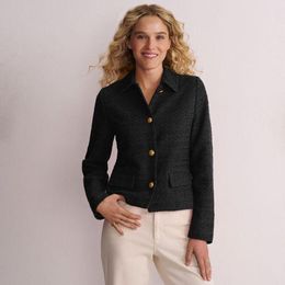 LANDS' END Boucl&eacute;-Jacke im Couture-Stil, Damen,  Schwarz, Baumwoll-Mischung/Polyester-Mischung, by Lands' End