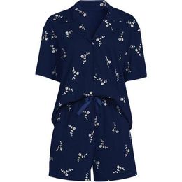 LANDS' END Besticktes Pyjama-Set aus Baumwoll-Jersey, Damen,  Blau, Baumwolle, by Lands' End
