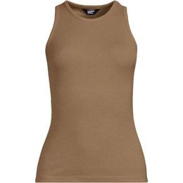 LANDS' END &Auml;rmelloses, geripptes Top, Damen,  Beige, Elasthan/Viskose/Viskose-Mischung, by Lands' End
