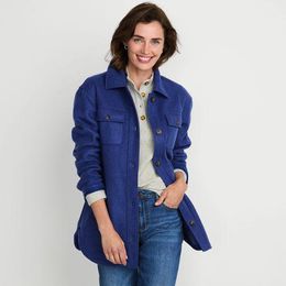 LANDS' END Luxe Fleece-Hemdjacke, Damen,  Blau, Polyester, by Lands' End