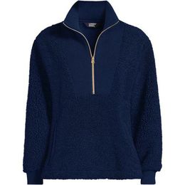 LANDS' END Teddy-Pullover mit Rei&szlig;verschluss, Damen,  Blau, Polyester, by Lands' End