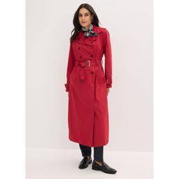 bonprix Long-Trenchcoat mit Tailleng&uuml;rtel, rot, Gr.38, Modischer Trenchcoat mit G&uuml;rtel, aus 100% Baumwolle