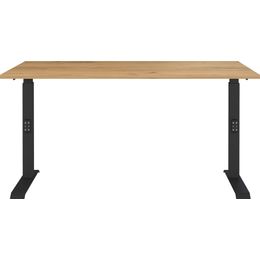 Schreibtisch Germania "Downey", braun (navarra, eiche, nachbildung, schwarz, schwarz, navarra, eiche, nachbildung), B:140cm H:91cm T:80cm, Tische, Schreibtisch, h&ouml;henverstellbar von 68-91 cm, verf&uuml;gbar in verschiedenen Breiten