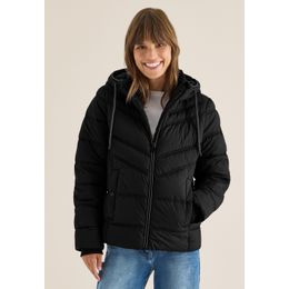 Steppjacke Cecil, Damen, Gr. M (40), schwarz, Stoff, Obermaterial: 100% Polyester; Futter: 100% Polyester; F&uuml;llung: 100% Polyester, unifarben, normal h&uuml;ftlang, ohne Ausschnitt, B&uuml;ndchen, Jacken Steppjacke, mit reflektierenden Details