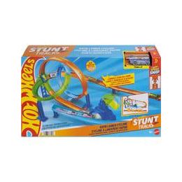 Mattel Stunt Tracks Turbo Looping Set mit Turbo-Doppel-Schleife und Multi-Car-Launcher, Rennbahn