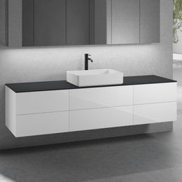 neoro n50 M&ouml;belanlage B: 200 cm mit 6 Ausz&uuml;gen, Waschtisch B: 58 cm wei&szlig; matt,, BN0065WM+BN0422WH+2#BN0421WH+BN0406BM,