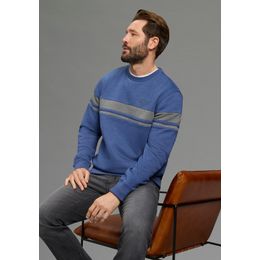MAN'S WORLD Sweatshirt MAN'S WORLD, Herren, Gr. XL (56/58), marine, angeraute Sweatware, Obermaterial: 60% Baumwolle, 40% Polyester, gestreift, regular fit, Rundhals, angesetztes B&uuml;ndchen, Sweatshirts Sweatshirt, gestreift, mit Rundhalsausschnitt, Langarm, angeraute Sweatware