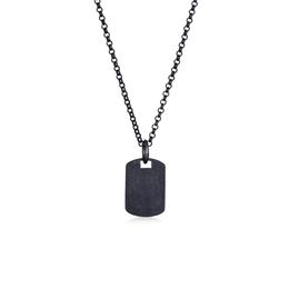 Kette mit Anh&auml;nger Kuzzoi "Halskette Herren Dog Tag Military Platte Brushed 925 Silber" Gr. 50, schwarz, Halsketten, Herren, 50, ohne Stein, Silber 925 (Sterlingsilber), Kette mit Anh&auml;nger