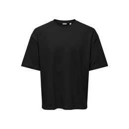 Only & Sons T-Shirt ONLY & SONS "ONSLENNY OVZ SS STRCT TEE NOOS", Herren, Gr. S, schwarz, Jersey, Obermaterial: 100% Baumwolle, gestreift, relaxed fit normal, Rundhals, Shirts T-Shirt