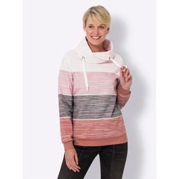 Sweatshirt Classic Basics, Damen, Gr. 42, rosa (rosenholz, hellros&eacute;, bedruckt), 100% Baumwolle, gemustert, gestreift, mehrfarbig, Sweatshirts Sweatshirt