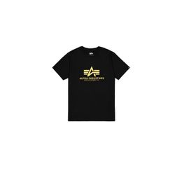T-Shirt Alpha Industries "Basic T-Shirt BL Carbon", Damen, Gr. 3XL, schwarz (schwarz, gold), Obermaterial: 100% Baumwolle, Shirts T-Shirt