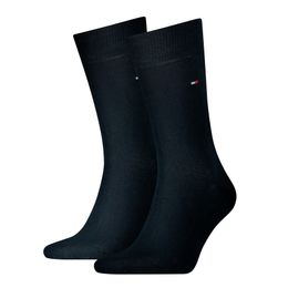 Socken Tommy Hilfiger "TH MEN SOCK CLASSIC 2P", Herren, Gr. 39-42, blau (schwarz navy), Baumwollmischung, normal, Socken Socken, Mit eingestricktem Flag-Logo