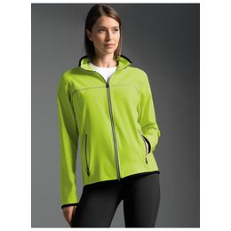Trainingsjacke TRIGEMA "TRIGEMA Praktische Sportjacke aus Microfaser", Damen, Gr. M, gelb (lemon), Strick, 92% Polyester, 8% Elastan, lang, Jacken Trainingsjacke
