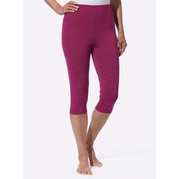 Caprileggings, Damen, Gr. 46, Normalgr&ouml;&szlig;en, lila (malve), 95% Baumwolle, 5% Elasthan, unifarben, knielang, Hosen Caprileggings