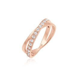 Silberring Elli "Ring Neuheit Wickelring Kristalle 925 Silber" Gr. 52, rosa (rosegold), Fingerringe, Damen, 52, Silber 925 (Sterlingsilber), Silberring