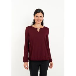 Langarmshirt Seidel Moden, Damen, Gr. 38, rot (bordeaux), Jersey, Obermaterial: 94% Viskose, 6% Elasthan, regular fit taillenbedeckt, Rundhals, elastischer Bund, Shirts Langarmshirt, MADE IN GERMANY