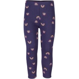 Leggings happy girls, M&auml;dchen, Gr. 140, N-Gr, blau (navy), Jersey, Obermaterial: 60% Polyester, 35% Baumwolle, 5% Elasthan, bedruckt, slim fit kn&ouml;chellang, Hosen Leggings, im tollen Alloverprint, Basic-Form