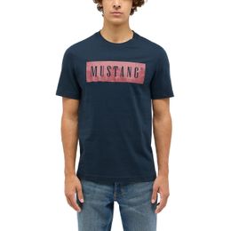 Kurzarmshirt Mustang "Herren Style Austin", Herren, Gr. 5XL, blau (navy), Jersey, 100% Baumwolle, Rundhals, Shirts Kurzarmshirt