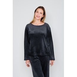 JOOP! Longsweatshirt JOOP "Velvet", Damen, Gr. 38, schwarz, Samt, Obermaterial: 95% Polyester, 5% Elasthan, bequem h&uuml;ftlang, Rundhals, Sweatshirts Longsweatshirt, mit langen &Auml;rmeln, Rundhalsausschnitt