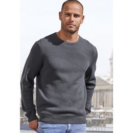 Strickpullover John Devin, Herren, Gr. S (44/46), grau (anthrazit), Feinstrick, Obermaterial: 50% Baumwolle, 50% Polyacryl, unifarben, regular fit normal, Rundhals, Strickb&uuml;ndchen, Pullover Strickpullover, Pullover aus weichem Strukturstrick, Topseller