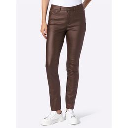 R&ouml;hrenhose Heine, Damen, Gr. 24, Kurzgr&ouml;&szlig;en, schoko, 76% Viskose, 21% Polyamid, 3% Elasthan, Miedereinsatz:15% Elasthan, 85% Polyamid, unifarben, lang, Hosen R&ouml;hrenhose