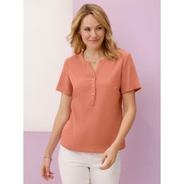 Schlupfbluse Classic Basics, Damen, Gr. 44, papaya, 100% Polyester, unifarben, Rundhals, Blusen Schlupfbluse