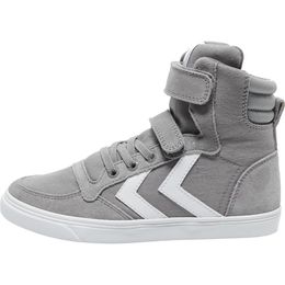 Sneaker Hummel "SLIMMER STADIL HIGH JR", M&auml;dchen, Gr. 32, grau, Leder, Textil, Schuhe Sneaker