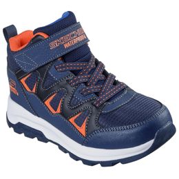 Klettstiefel Skechers "STORM BLAZER", Jungen, Gr. 36, orange (navy, orange), Lederimitat, Textil, kontrastfarbene Details, Schuhe Klettstiefel, Freizeitschuh mit waterproof, Gr&ouml;&szlig;enschablone zum Download