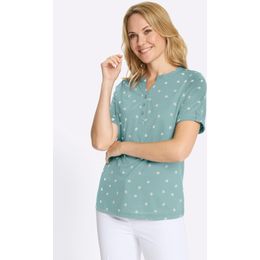 Kurzarmshirt Classic Basics "Kurzarm-Shirt", Damen, Gr. 56, salbei, ecru, bedruckt, 100% Baumwolle, gemustert, Rundhals, Shirts Kurzarmshirt