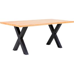 Esstisch MASSIVLINE & MORE "Jakarta, K&uuml;chentisch, Tisch, Esstisch, Holztisch", schwarz (x, gestell,braun, schwarz, braun), B:140cm H:76cm T:90cm, Tische, Esstisch, Platte massiv, Gestell Metall pulverbeschichtet schwarz