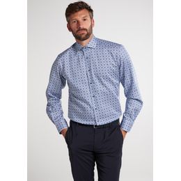 Langarmhemd Eterna "MODERN FIT", Herren, Gr. 42, Normalgr&ouml;&szlig;en, blau (navy), Twill, 100% Baumwolle, tailliert, Manschette, Hemden Langarmhemd, EASY IRON (b&uuml;gelleicht)