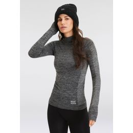 Thermounterhemd HEATKEEPER, Damen, Gr. M, N-Gr, schwarz (schwarz, melange), Obermaterial: 60% Polyester, 35% Polyamid, 5% Elasthan, meliert, hoch geschlossener Ausschnitt, Unterhemden Thermounterhemd, Atmungsaktiv, semlees Tog 2.0, Thermow&auml;sche, Topseller