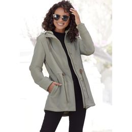 Softshelljacke Vivance ACTIVE, Damen, Gr. 38, gr&uuml;n (khaki), Softshell, Obermaterial: 100% Polyester, unifarben, figurbetont kniefrei, B&uuml;ndchen mit Gummizug, Jacken Softshelljacke, mit Kordelzug an der Taille, Topseller