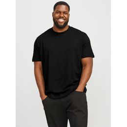 Jack & Jones PlusSize T-Shirt "JJEBRADLEY TEE SS NOOS PLS", Herren, Gr. 3XL, schwarz, Jersey, Obermaterial: 100% Baumwolle, JACK & JONES PLUSSIZE, unifarben, Basic, relaxed fit normal, Rundhals, gerader Abschluss, Shirts T-Shirt, mit Rundhalsausschnitt, Topseller