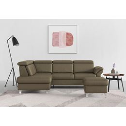 Sit & More Ecksofa SIT & MORE "Arngast L-Form", gr&uuml;n (olive), B:245cm H:84cm T:194cm, Sofas, Ecksofa, inklusive Kopfteilverstellung und Federkern
