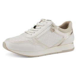 Sneaker Tamaris, Damen, Gr. 35, wei&szlig; (sanftes wei&szlig;, kombiniert), Lederimitat, Textil, Schuhe Sneaker, mit herausnehmbarer Innensohle, Freizeitschuh, Halbschuh, Schn&uuml;rschuh, Topseller