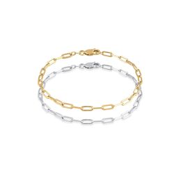 Armketten Set Elli "Schmuckset Armband Bicolor 925 Sterling Silber vergoldet" Gr. 16, bunt (zweifarbig), Armb&auml;nder, Damen, 16, Silber 925 (Sterlingsilber), Armketten Set