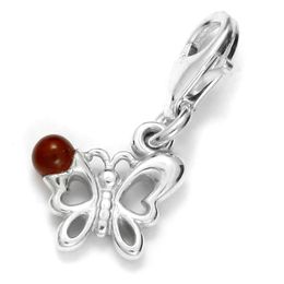 Kettenanh&auml;nger OSTSEE-SCHMUCK "OSTSEE-SCHMUCK Charm-Einh&auml;nger Schmetterling", wei&szlig; (wei&szlig;, neutral), Schmuckanh&auml;nger, Damen, 22 x 12mm, Silber 925 (Sterlingsilber), 1,1 g, Kettenanh&auml;nger