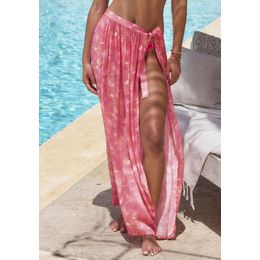 Wickelrock s.Oliver, Damen, Gr. 36, rot (rot bedruckt), Web, Obermaterial: 60% Viskose, 40% Polyester, bedruckt, figurumspielend lang, R&ouml;cke Wickelrock, mit Alloverprint, Midirock, Strandrock
