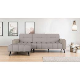 Ecksofa Home Affaire "SERINE mit Recamiere rechts/links bestellbar, Ma&szlig;e B/H/T 253/91/161 cm", beige, B:253cm H:91cm T:161cm, 100% Polyester, Sofas, Ecksofa, L-Form mit Wellenunterfederung, 3 R&uuml;ckenkissen, ohne Bettfunktion