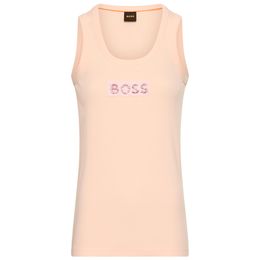 T-Shirt BOSS Orange "Ematite Stonebadg Premium Damenmode", Damen, Gr. L (40), pink (open pink 690), Single Jersey, Obermaterial: 96% Baumwolle, 4% Elasthan, unifarben, k&ouml;rpernah, tiefer Rundhals, Rippb&uuml;ndchen, Shirts T-Shirt, mit glitzerndem Logo-Badge