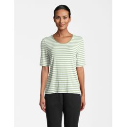 T-Shirt Joy Sportswear "ALLISON", Damen, Gr. 46, gr&uuml;n (salbei stripes), Single Jersey, Obermaterial: 95% Polyamid, 5% Elasthan, normal, Rundhals, eingesetzt eingefasste Kante, Shirts T-Shirt
