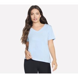 T-Shirt Skechers, Damen, Gr. M (38/40), blau (brunnera blau), Obermaterial: 92% Baumwolle, 8% Elasthan, Shirts T-Shirt